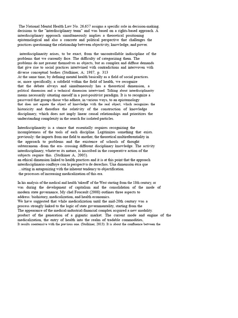 The Interdisciplinary Approach in The Field of Mental Health and The ...