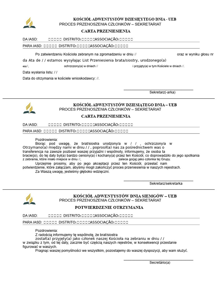 List Transferowy | PDF