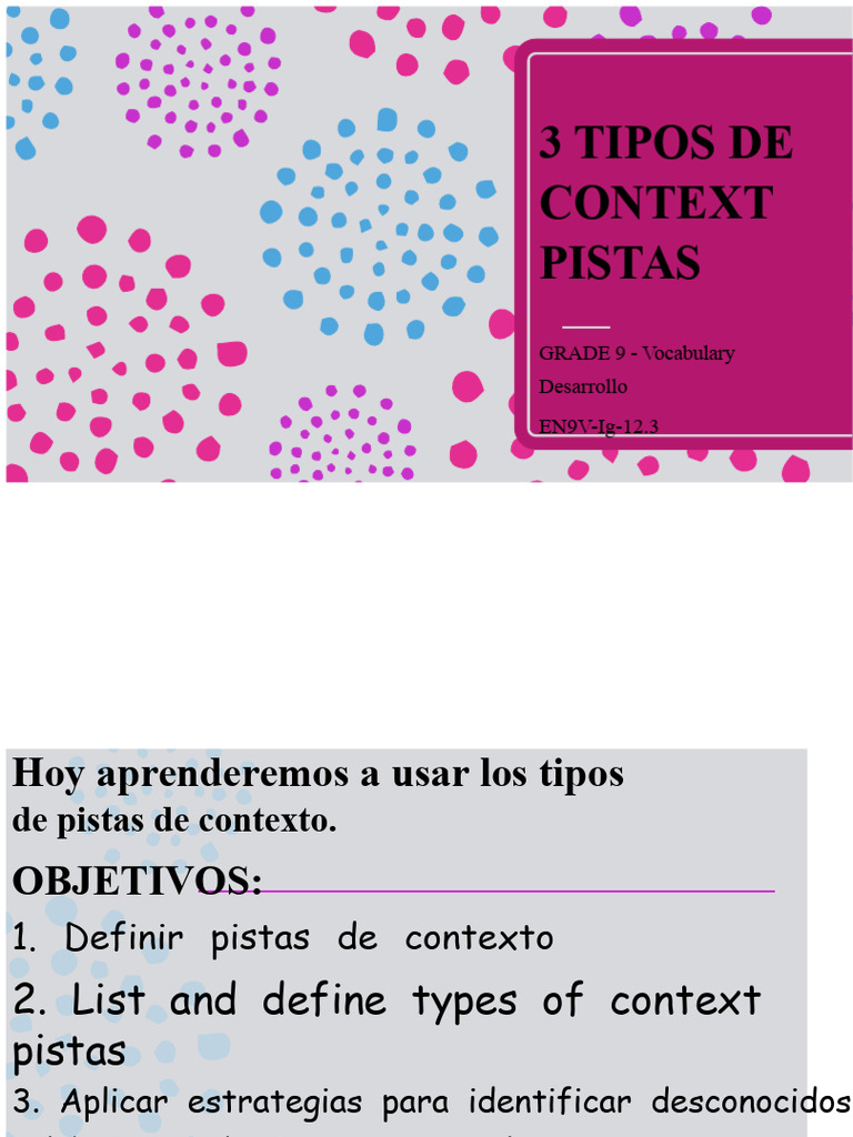 Tipos de pistas de contexto Grado 9 | PDF