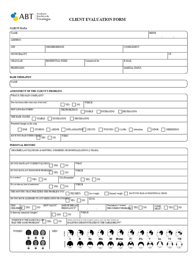 Hair Therapy Anamnesis Form | PDF | Hairstyle | Hair