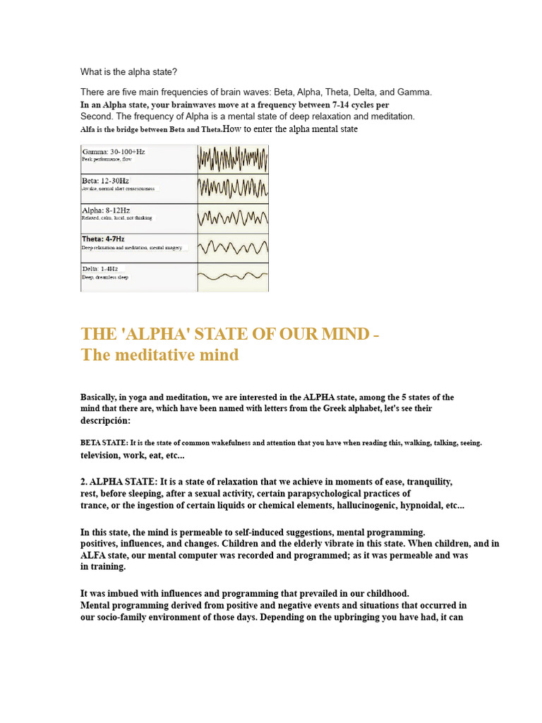 Understanding the Alpha Brain State | PDF | Breathing | Meditation