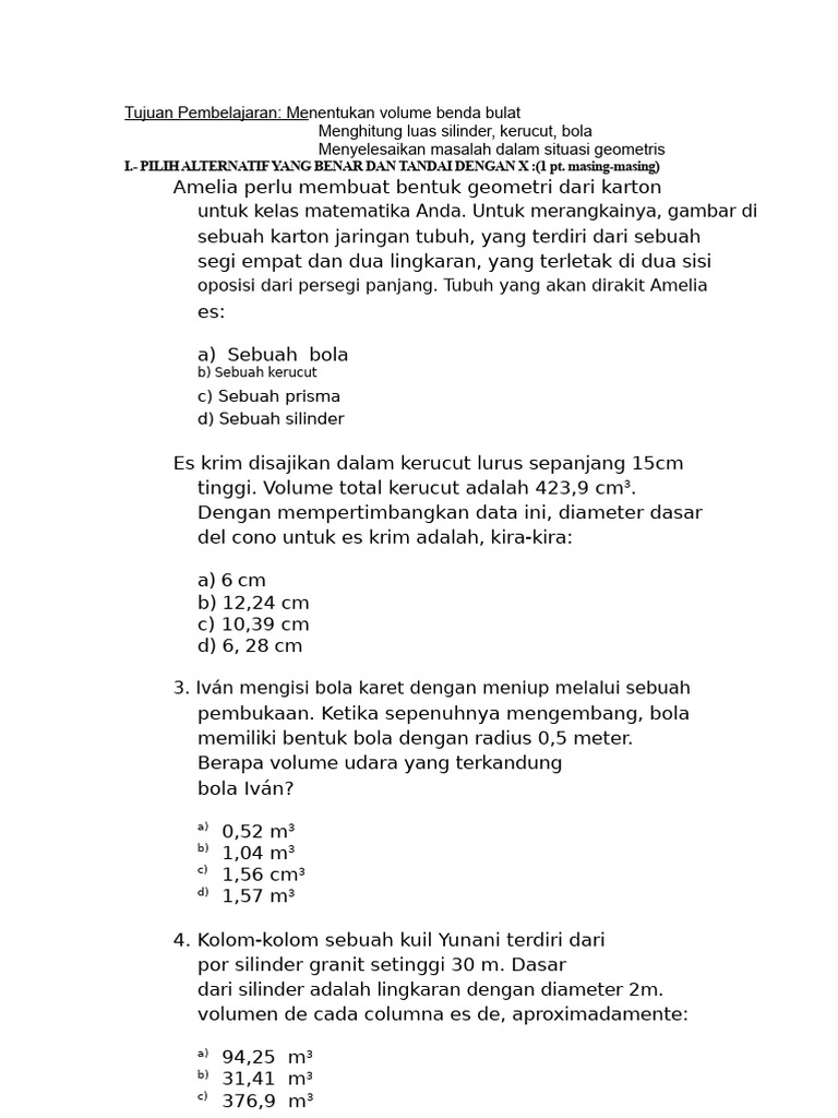 Latihan Luas dan Volume c. Geom | PDF