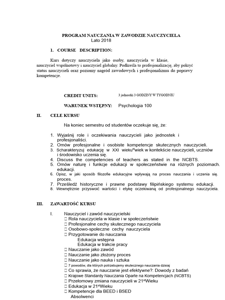 Syllabus-kursu-o-zawodzie-nauczyciela-MVGFC | PDF
