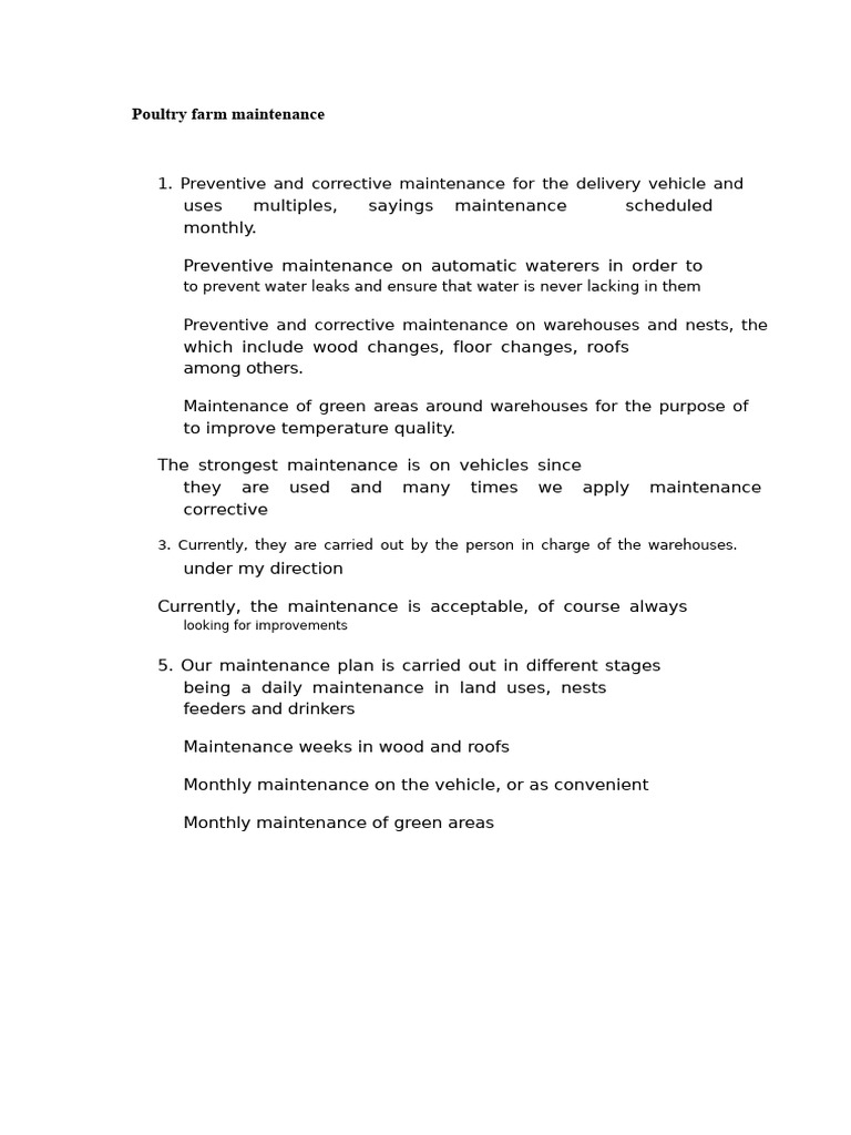 Poultry Farm Maintenance Strategies | PDF