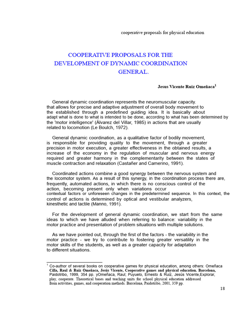 Development of General Dynamic Coordination | PDF | Motor Coordination ...