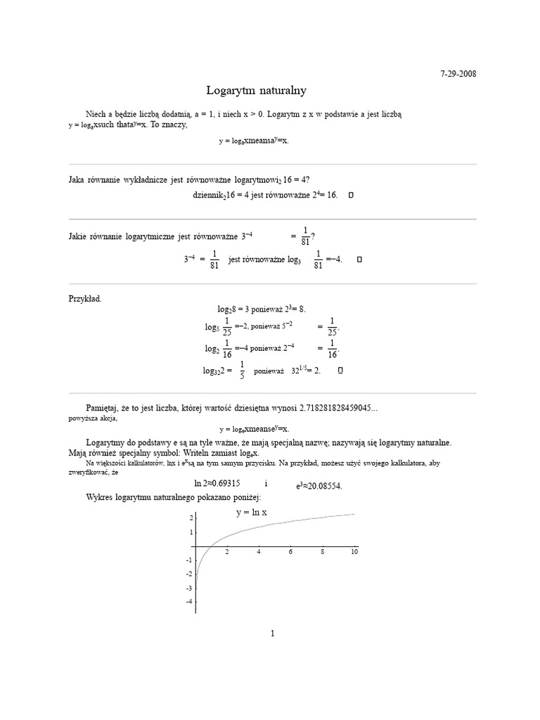 Logarytm naturalny | PDF