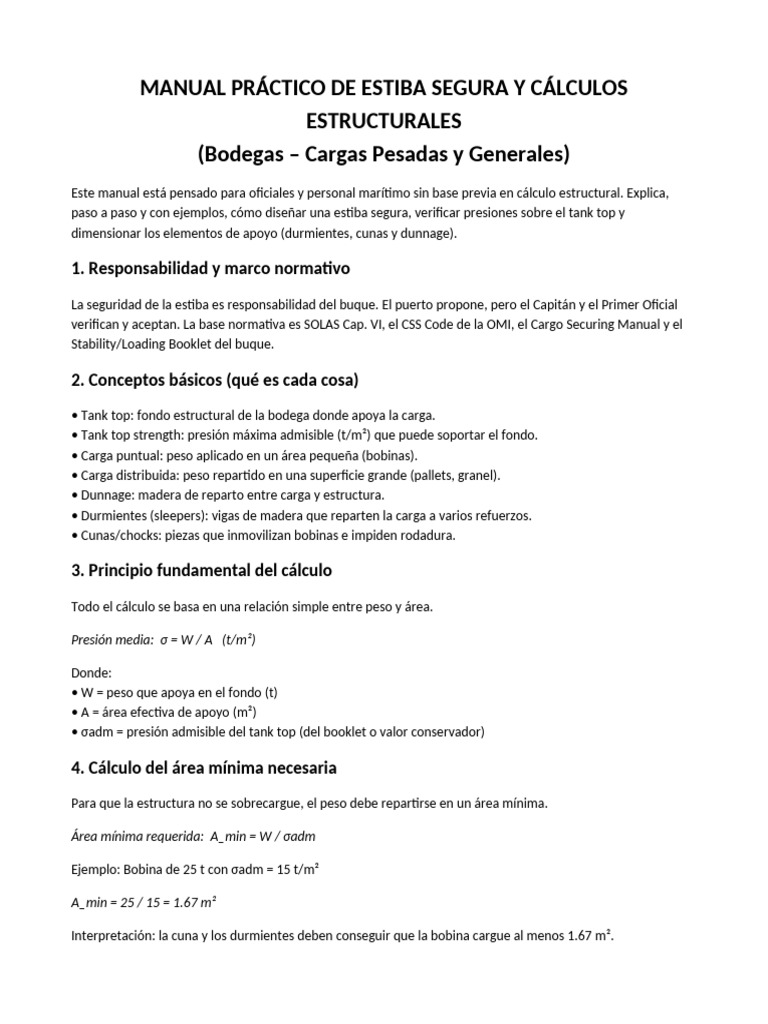 Estiba Segura: Manual Práctico y Cálculos | PDF