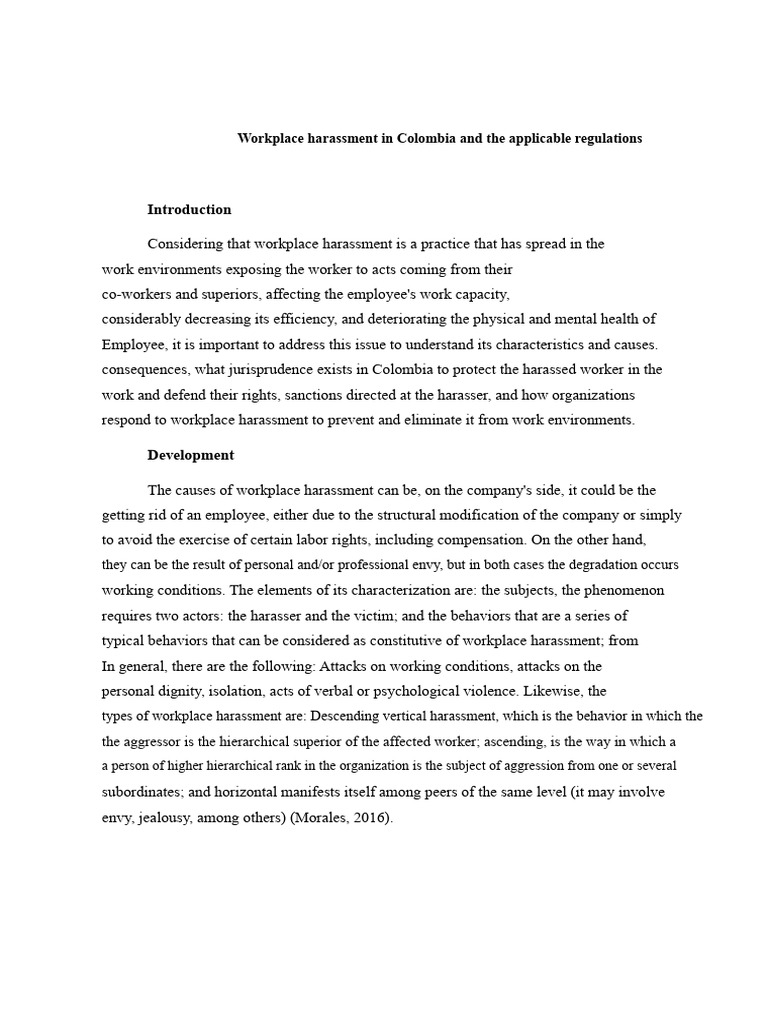 Colombia's Workplace Harassment Laws | PDF | Harassment | Employment
