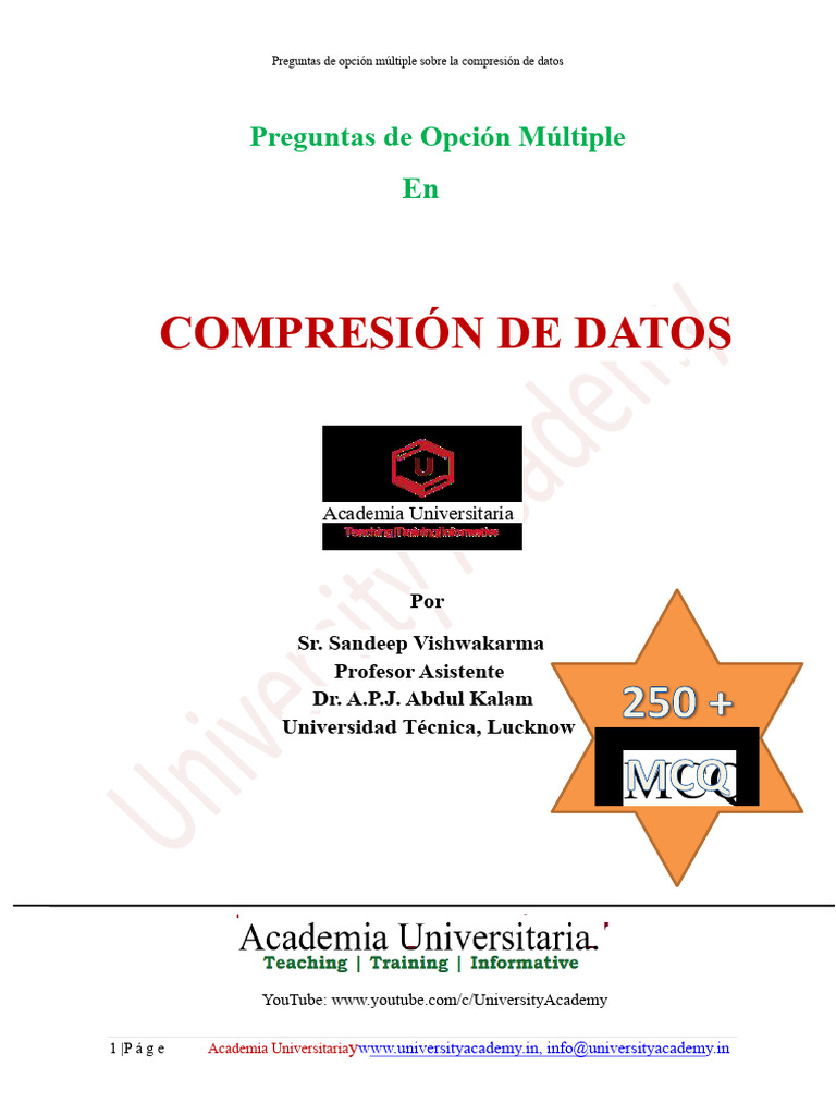 Preguntas sobre Compresión de Datos | PDF | Compresión de datos ...