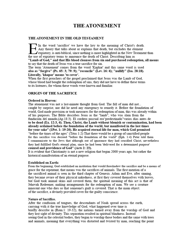 The Atonement | PDF | Sacrifice | Sin