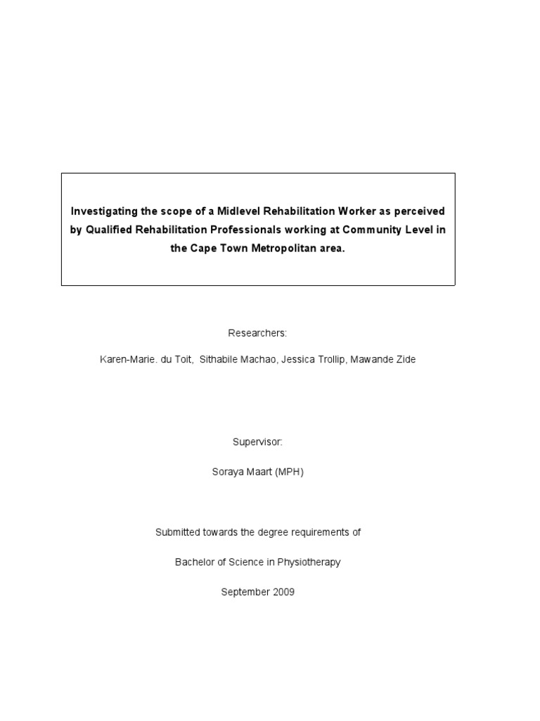 Final Thesis | PDF | Physical Therapy | Disability