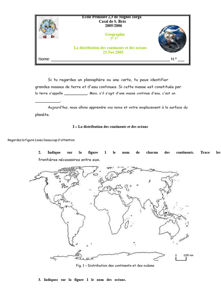 Distribution continents et océans | PDF | Continent | Géographie physique