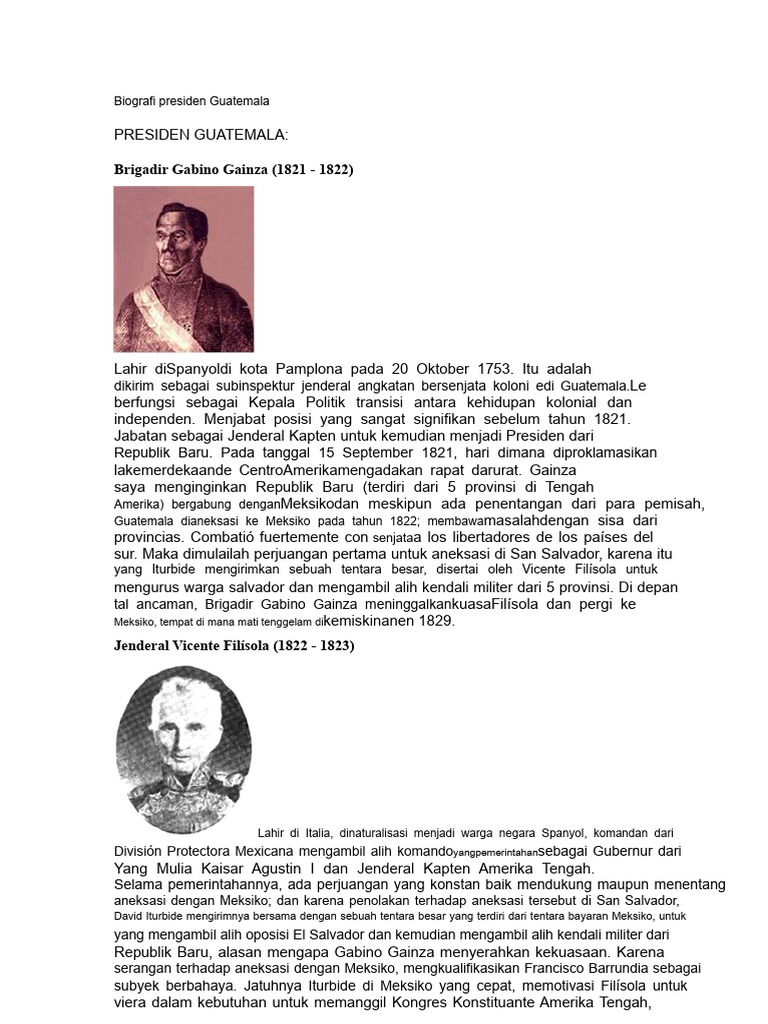 Biografi presiden Guatemala.docx | PDF