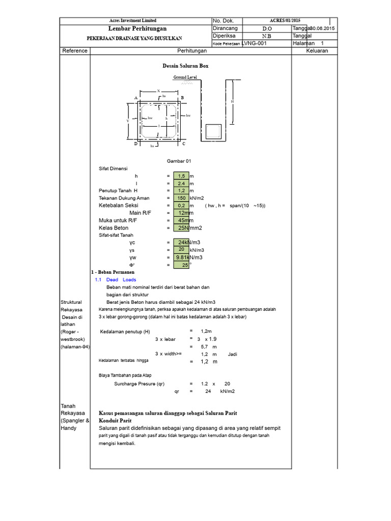 Perhitungan Desain Box Culvert | PDF