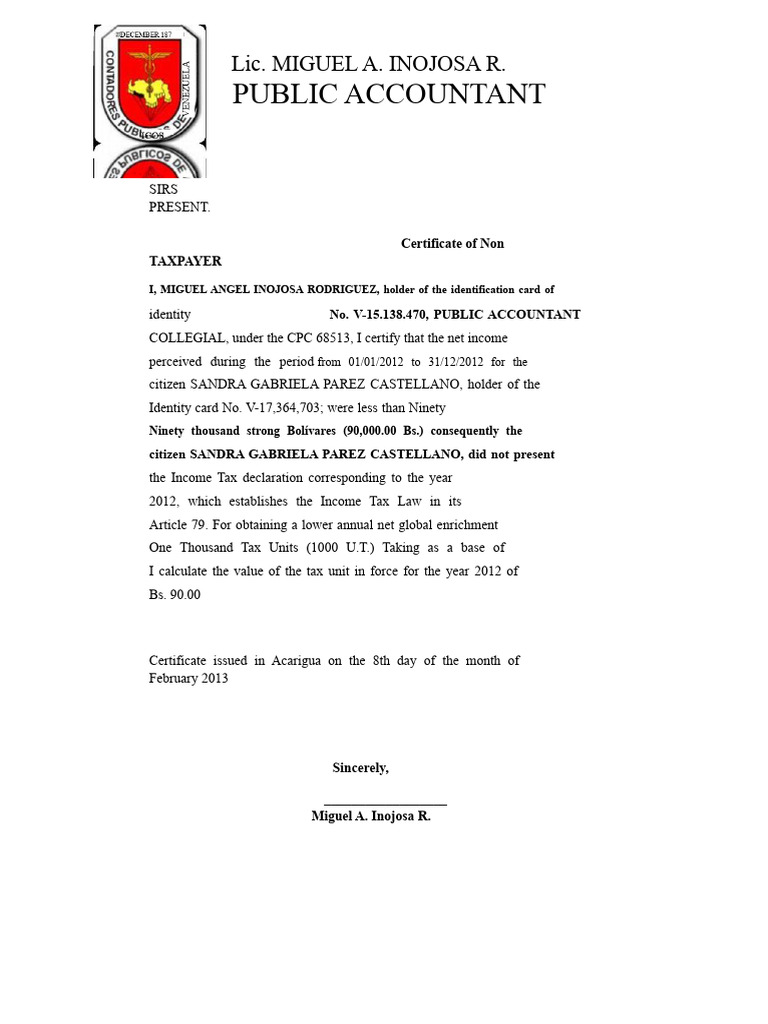 Non-Taxpayer Certificates 2011-2012 | PDF | Identity Document | Taxes