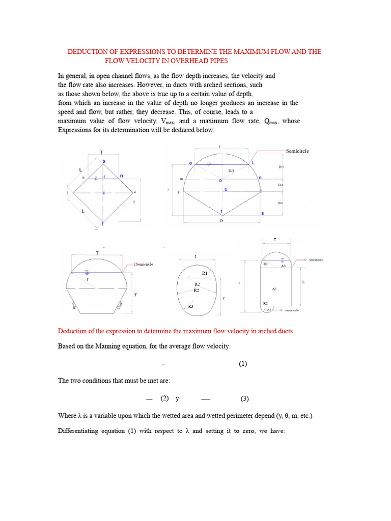 DEDUCTION OF EXPRESSIONS TO DETERMINE MAXIMUM FLOW RATE AND FLOW ...