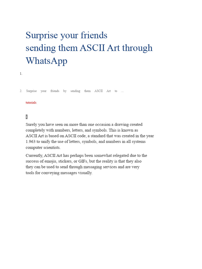 How to Write ASCII Art Code Through WhatsApp | PDF | Android (Operating ...