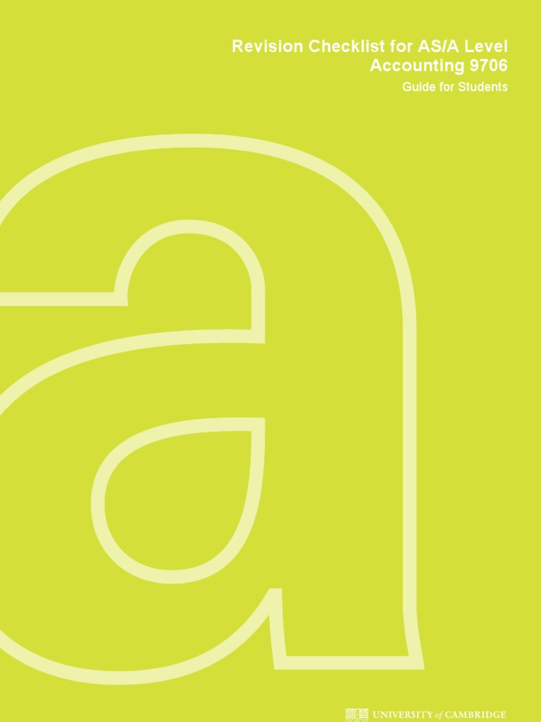 Revision Checklist For As Accounting 9706 FINAL | PDF | Debits And ...