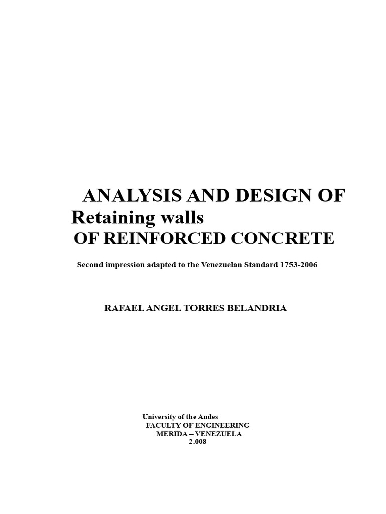 Analysis and Design of Reinforced Concrete Retaining Walls | PDF ...