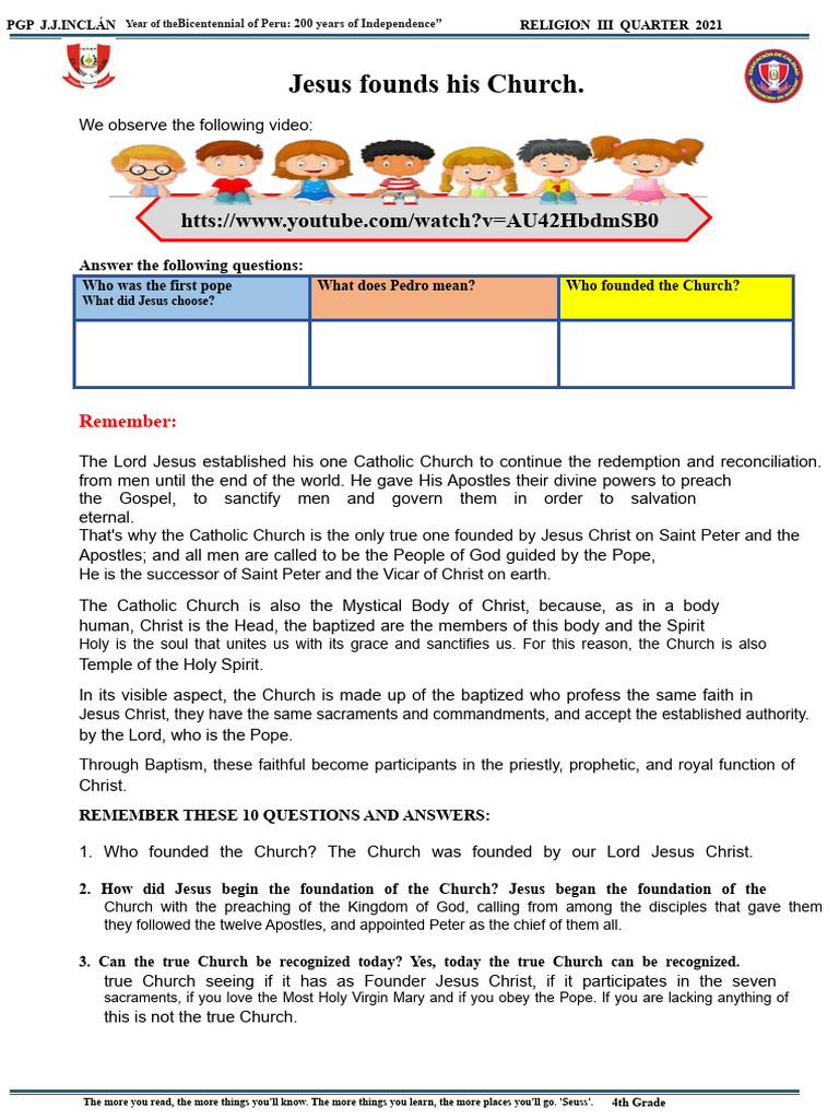 Sheet 30 Religion | PDF | Catholic Church | Jesus