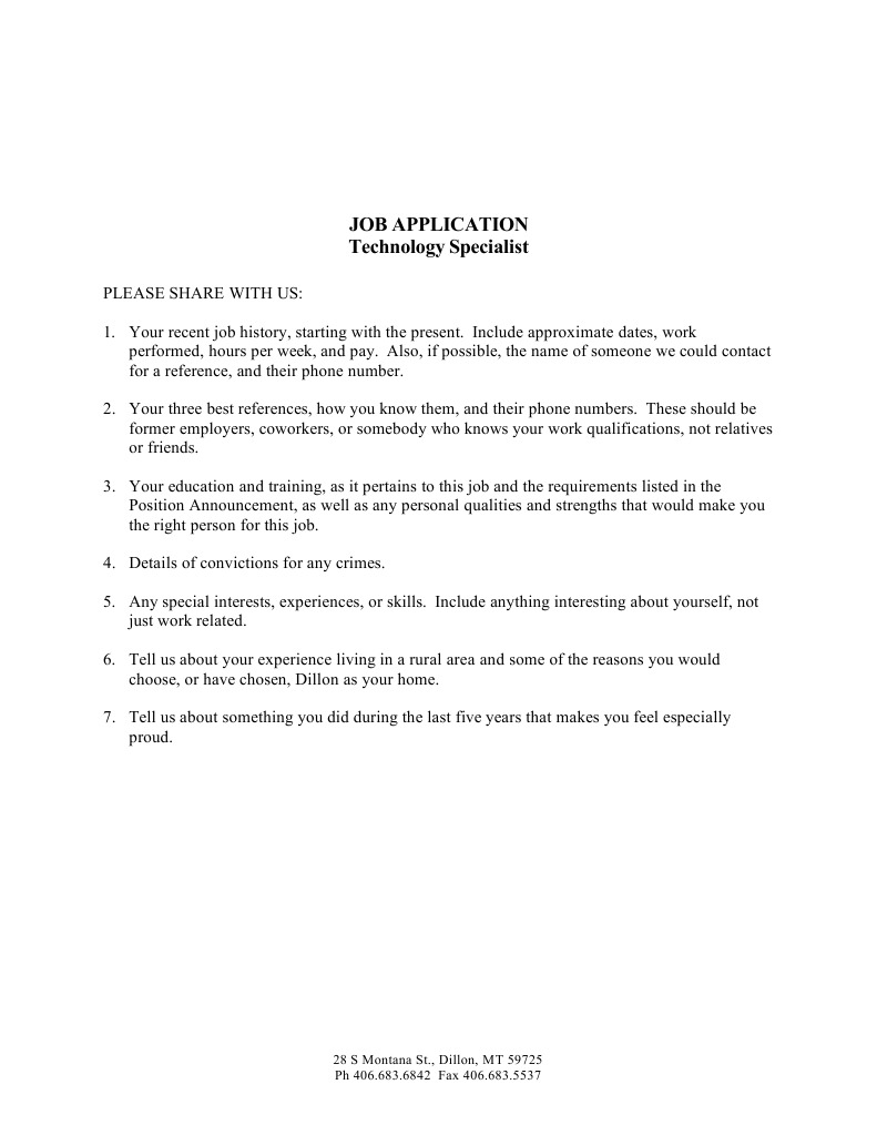 Technology Specialist Job Application Form | PDF