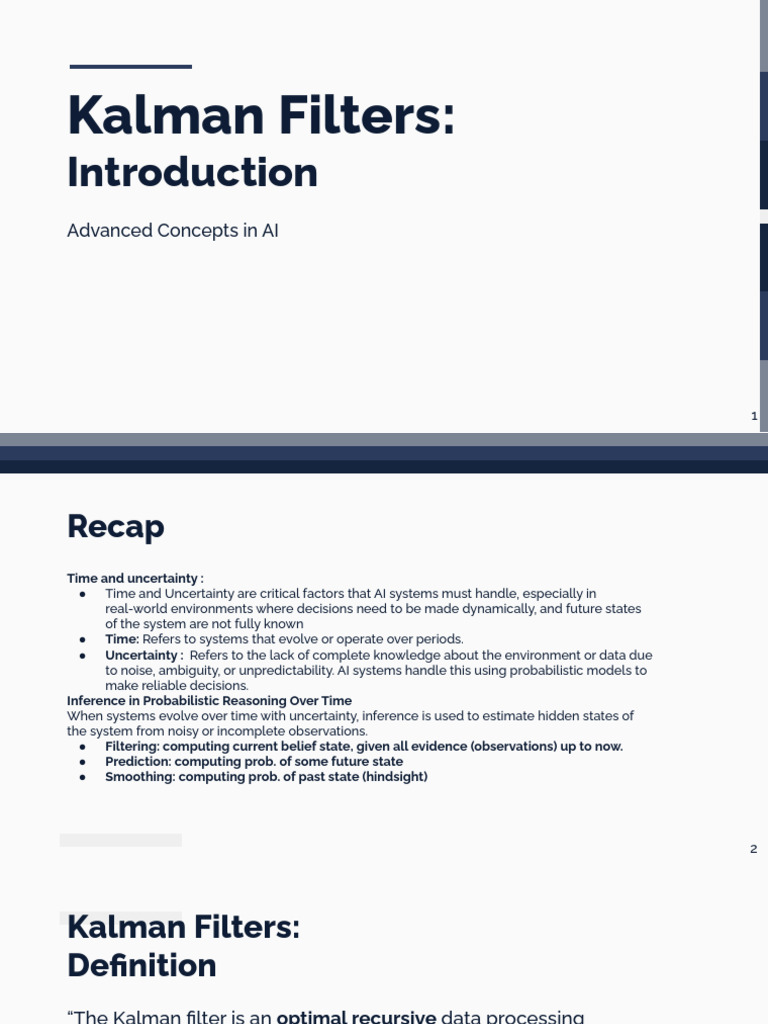 Understanding Kalman Filters in AI | PDF | Kalman Filter | Applied ...