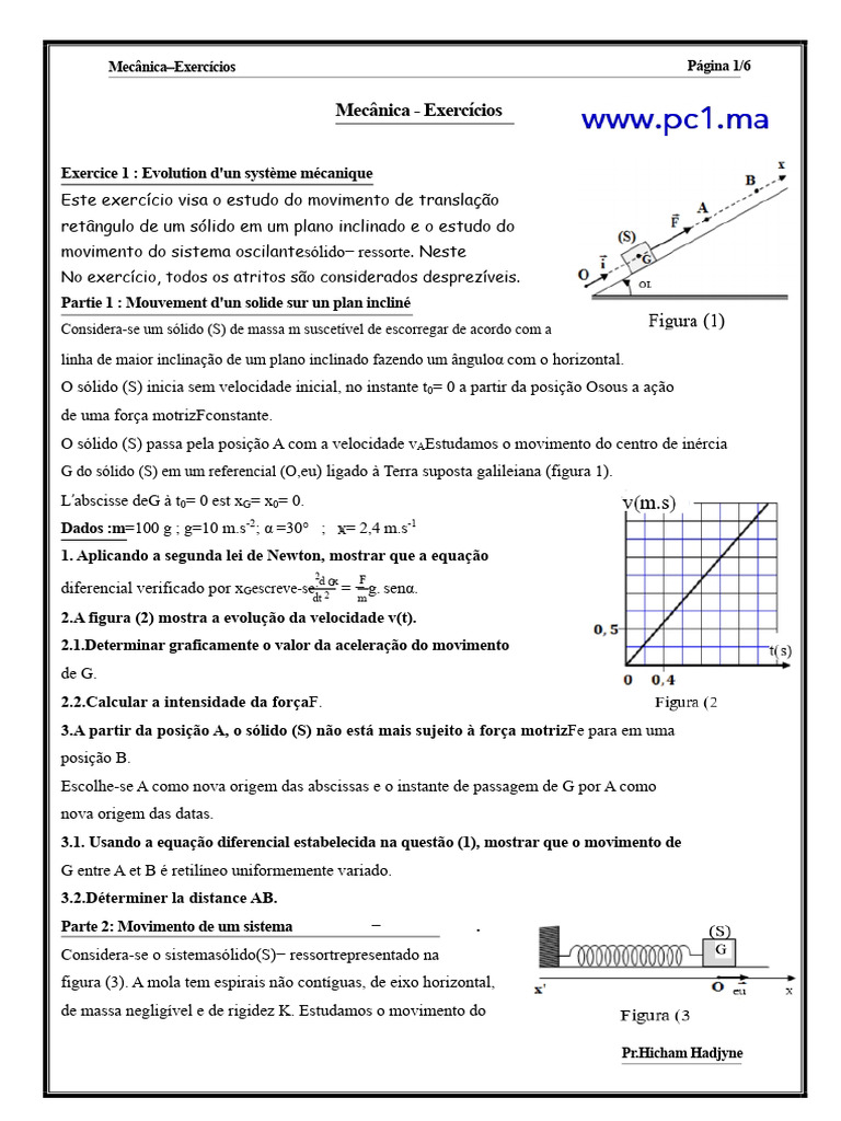 Exercícios - Mecânica (www.pc1.ma) | PDF | Força | Massa