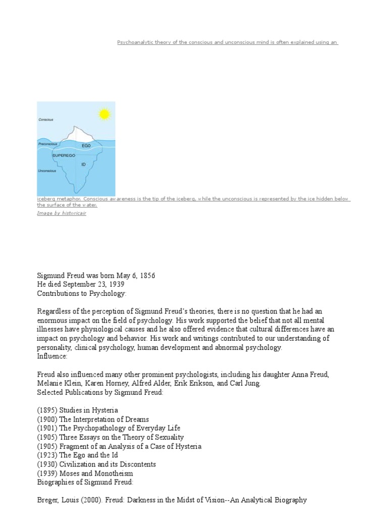 Freud Iceberg | PDF | Id | Sigmund Freud