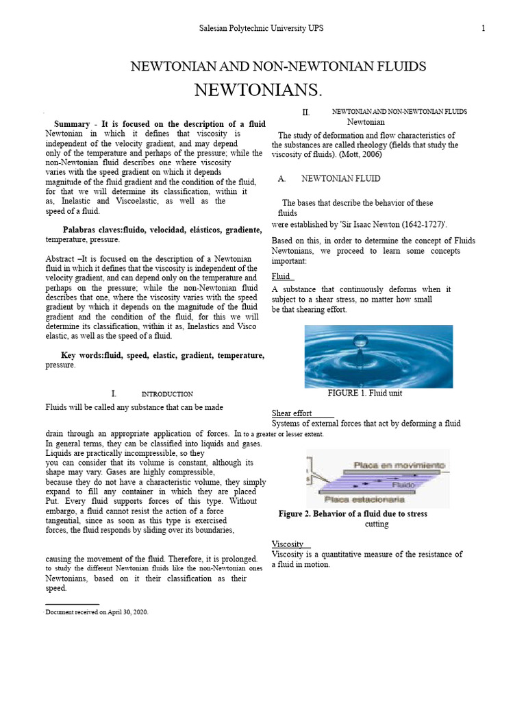 Newtonian and Non-Newtonian Fluids | PDF | Fluid Dynamics | Viscosity