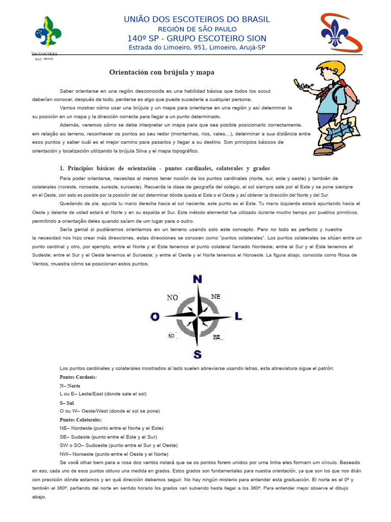 Orientación con Brújula y Mapa Scout | PDF | Azimut | Brújula