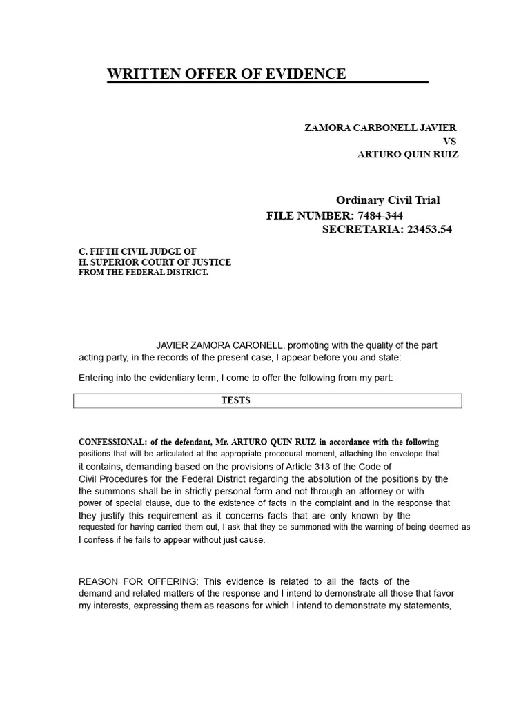 Offering of tests | PDF | Evidence | Evidence (Law)