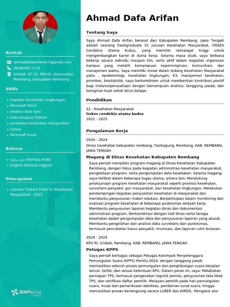 CV - Kreatif - Ahmad Dafa Arifan | PDF