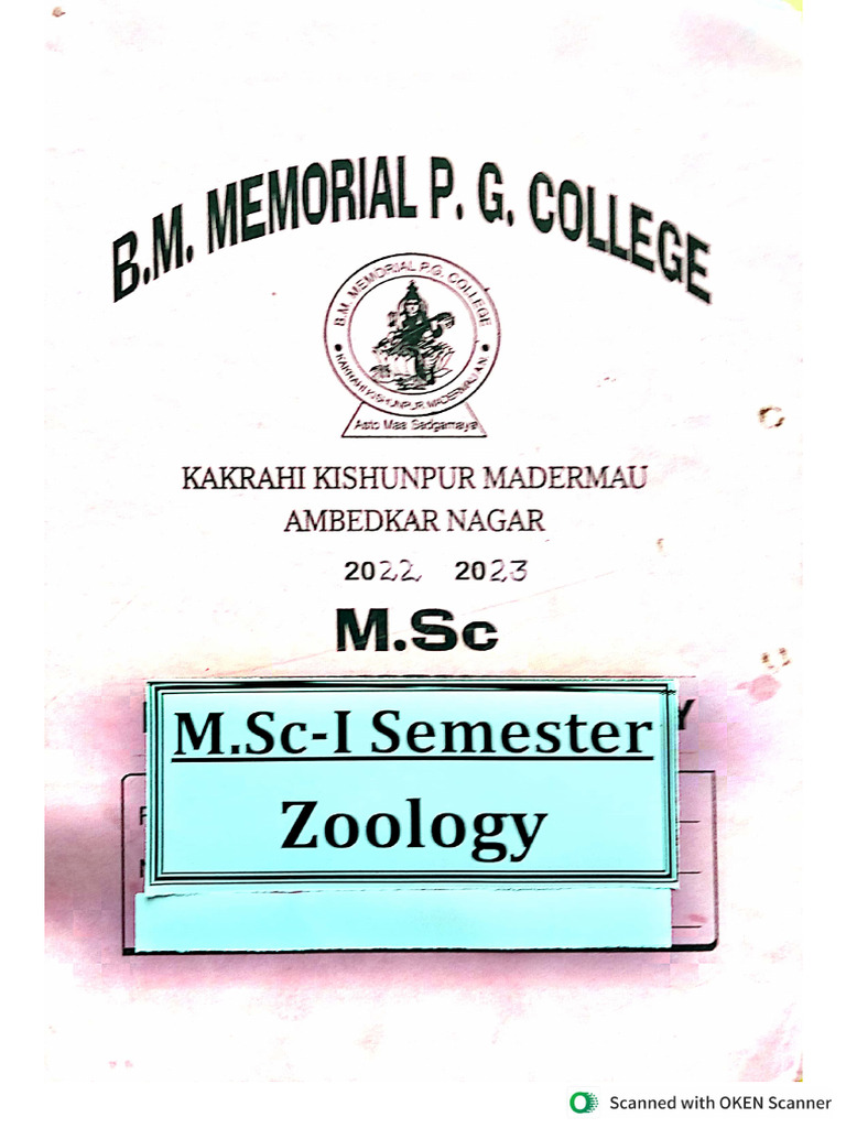 M.SC 1st Semester Zoology Project File-1 | PDF