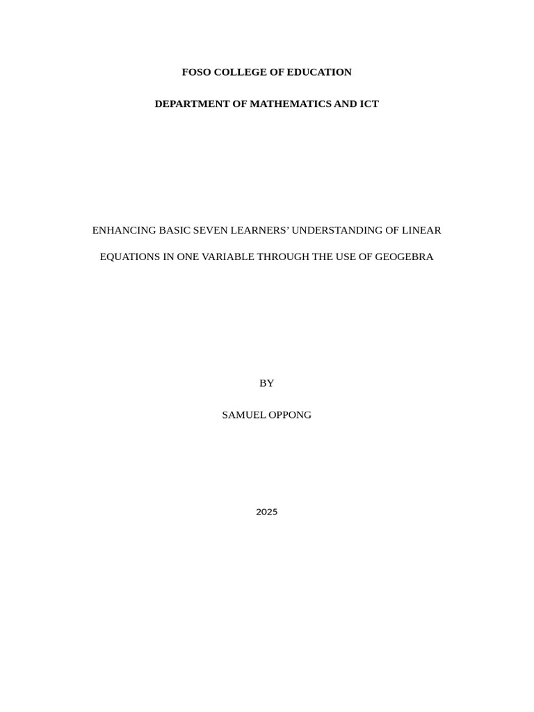 Samuel Oppong Project Work | PDF | Algebra | Learning