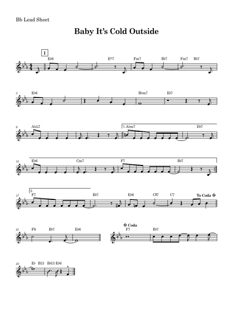 Baby It's Cold Outside - Bb Lead Sheet | PDF