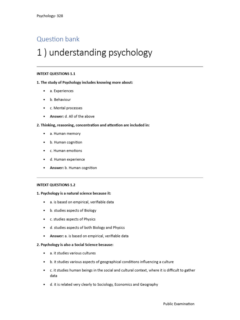 Psychology 328 Qna Made by Nsp | PDF | Psychology | Memory