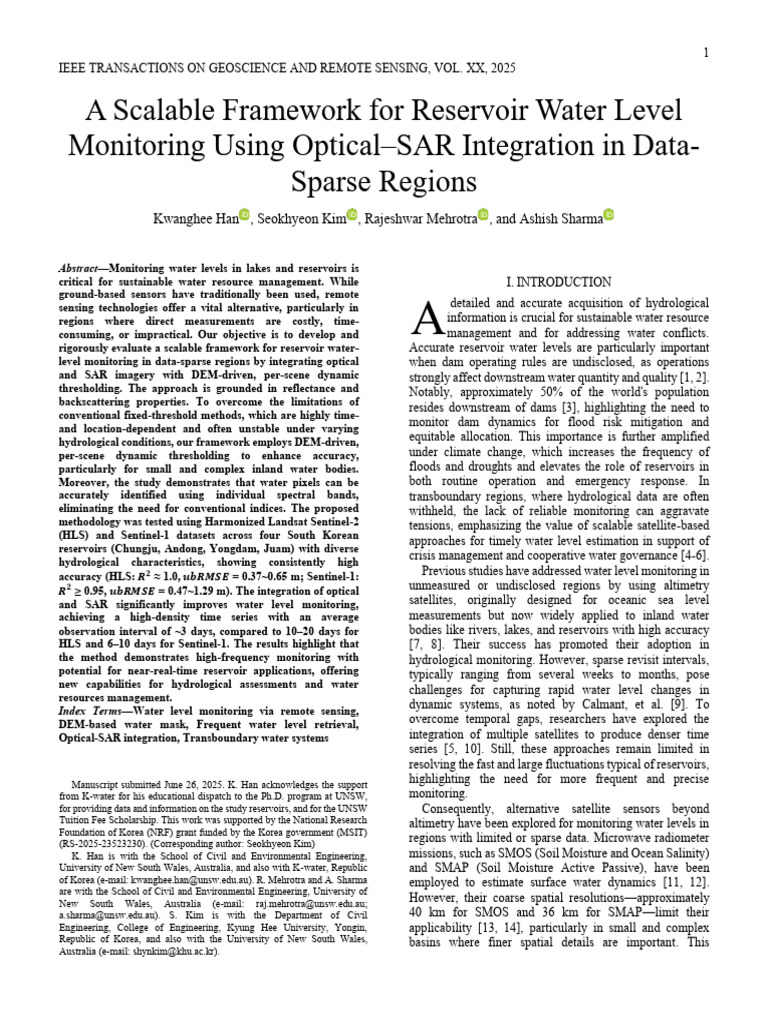 Reservoir Water Level Monitoring Framework | PDF | Remote Sensing ...