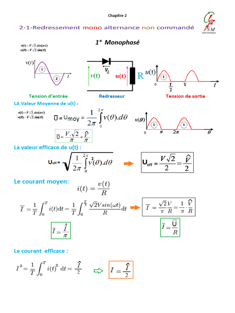 Redressement monophasé et filtrage | PDF | Redresseur | Composants ...