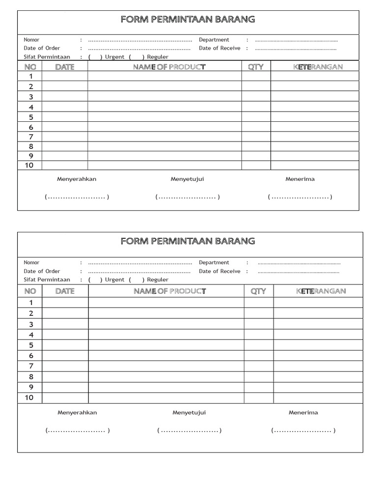 Form Permintaan Barang | PDF