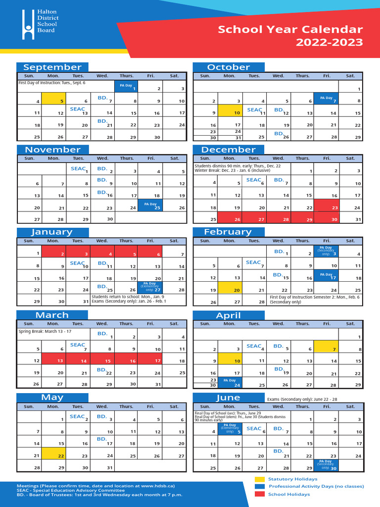 HDSB Calendar Digital 2022 2023 | PDF