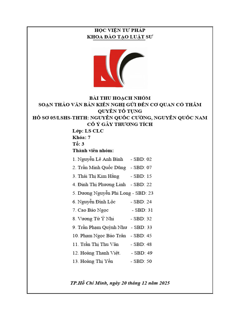 HS 05LSHS-THTH_TỔ 3_LSCLCK7 | PDF