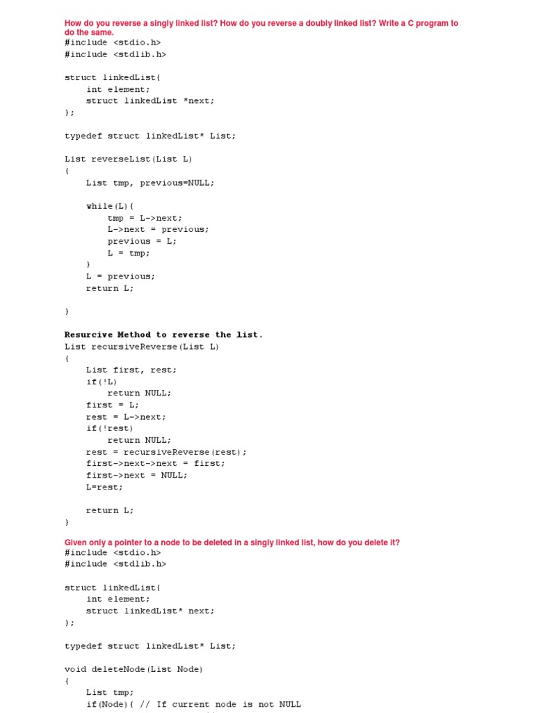 Linked List Based Algo's | PDF | Pointer (Computer Programming ...