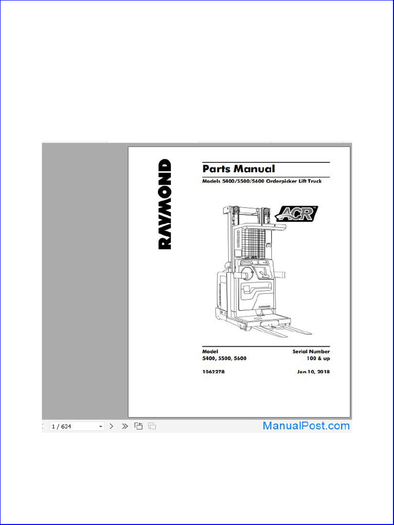 Raymond Order Pick Lift Truck 5400 5500 5600 Schematic Maintenance ...