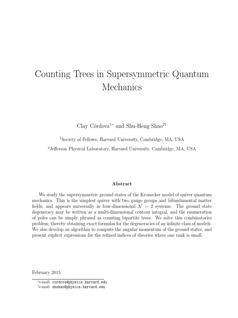 Trees in Supersymmetric Quantum Mechanics | PDF | Vertex (Graph Theory ...