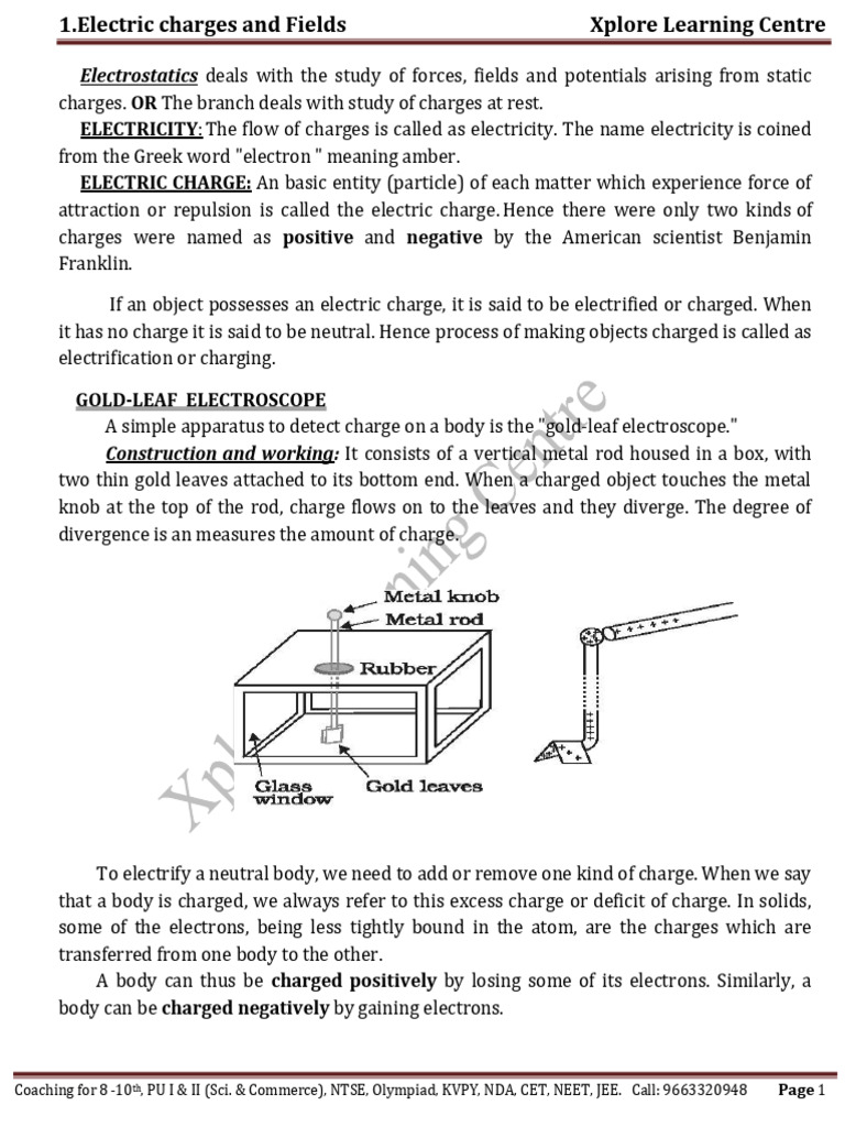 noootes on physics | PDF | Electric Charge | Electric Field
