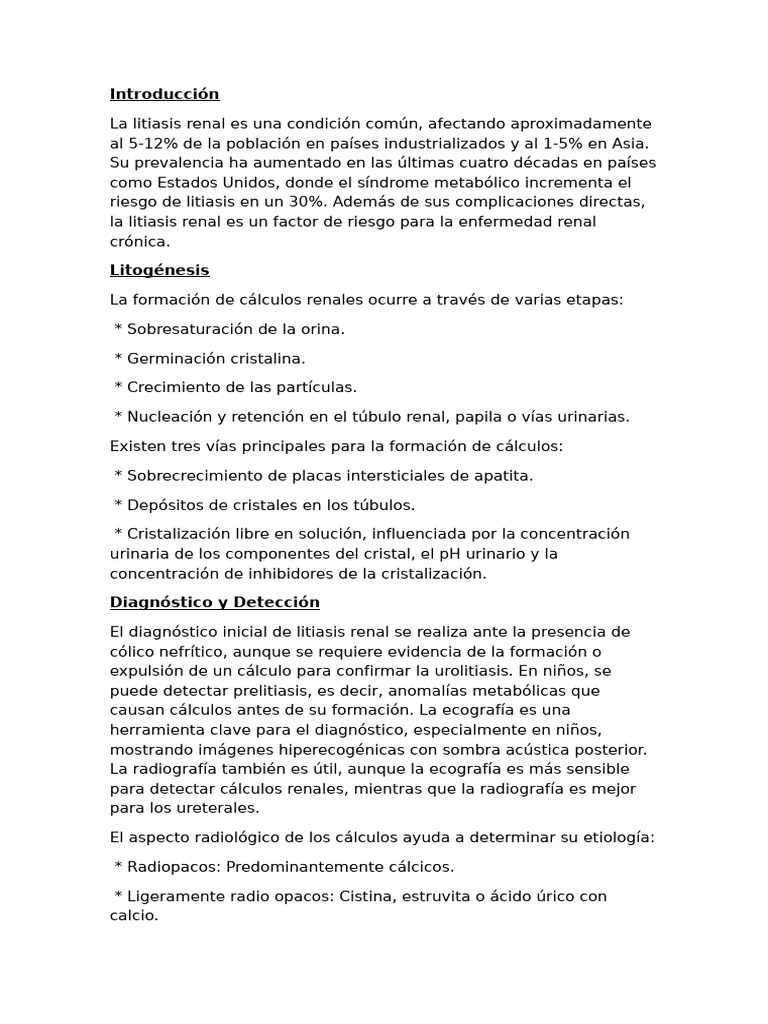 Guía Completa sobre Litiasis Renal | PDF | Medicina CLINICA ...