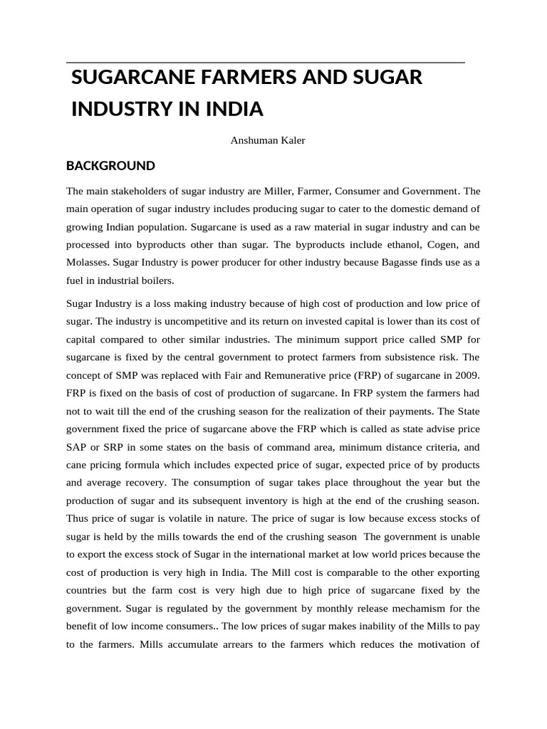 Anshuman - Sugar Sector Indian Sugar Industry | PDF | Sugarcane | Sugar