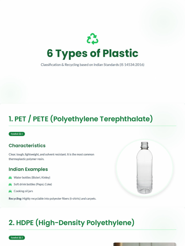 6 Types of Plastic (Indian Standards) | PDF