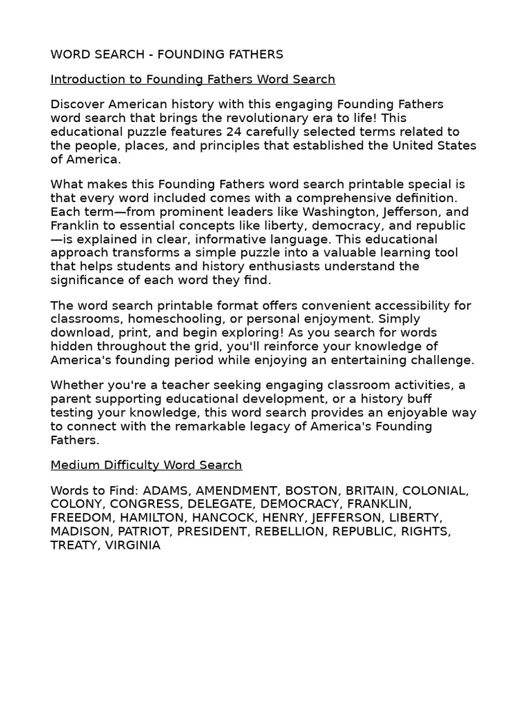 Text-Word Search - Founding Fathers | PDF | Founding Fathers Of The ...