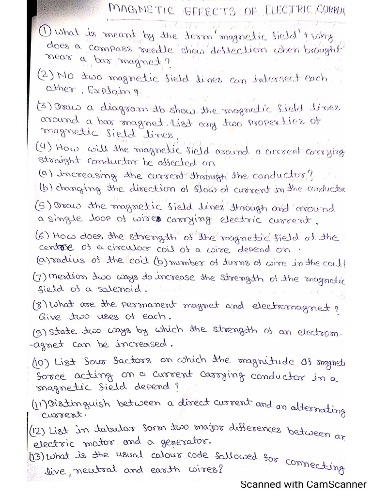 10th Magnetic Effects Test | PDF